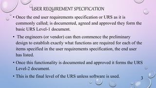 User specification requirements (urs) rash | PPTX