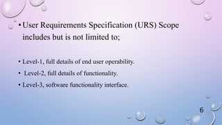User specification requirements (urs) rash | PPTX