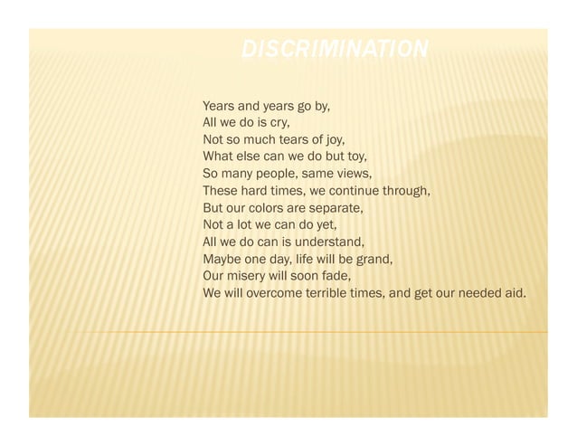 Discrimination poems