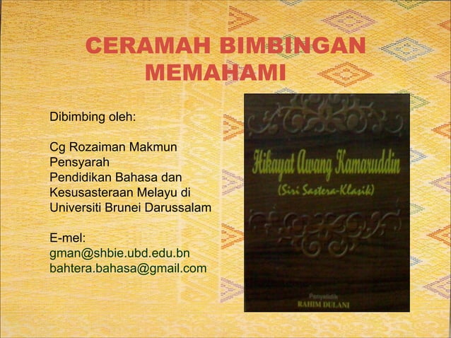 Bimbingan Memahami Hikayat Awang Kamaruddin | PPT