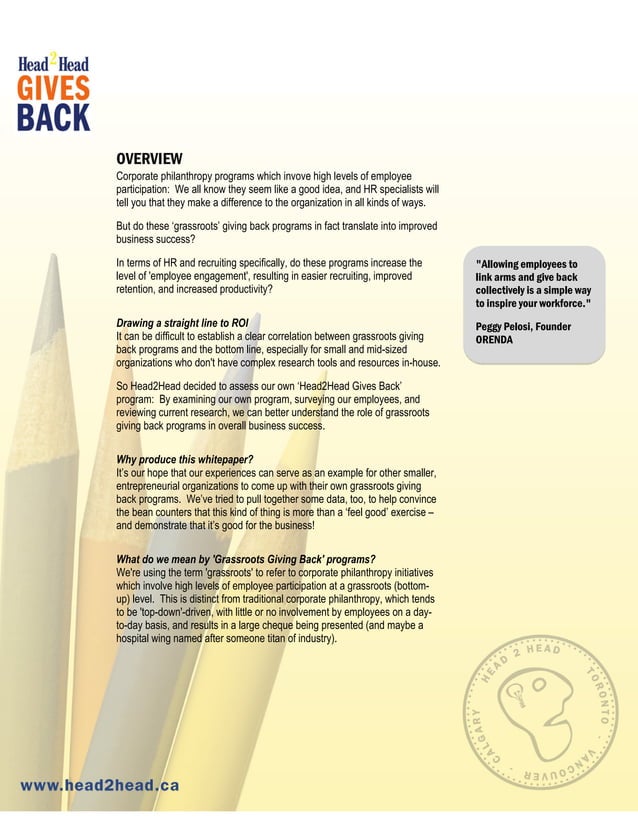 Grassroots Corporate Philanthropy and the Employee Experience | PDF