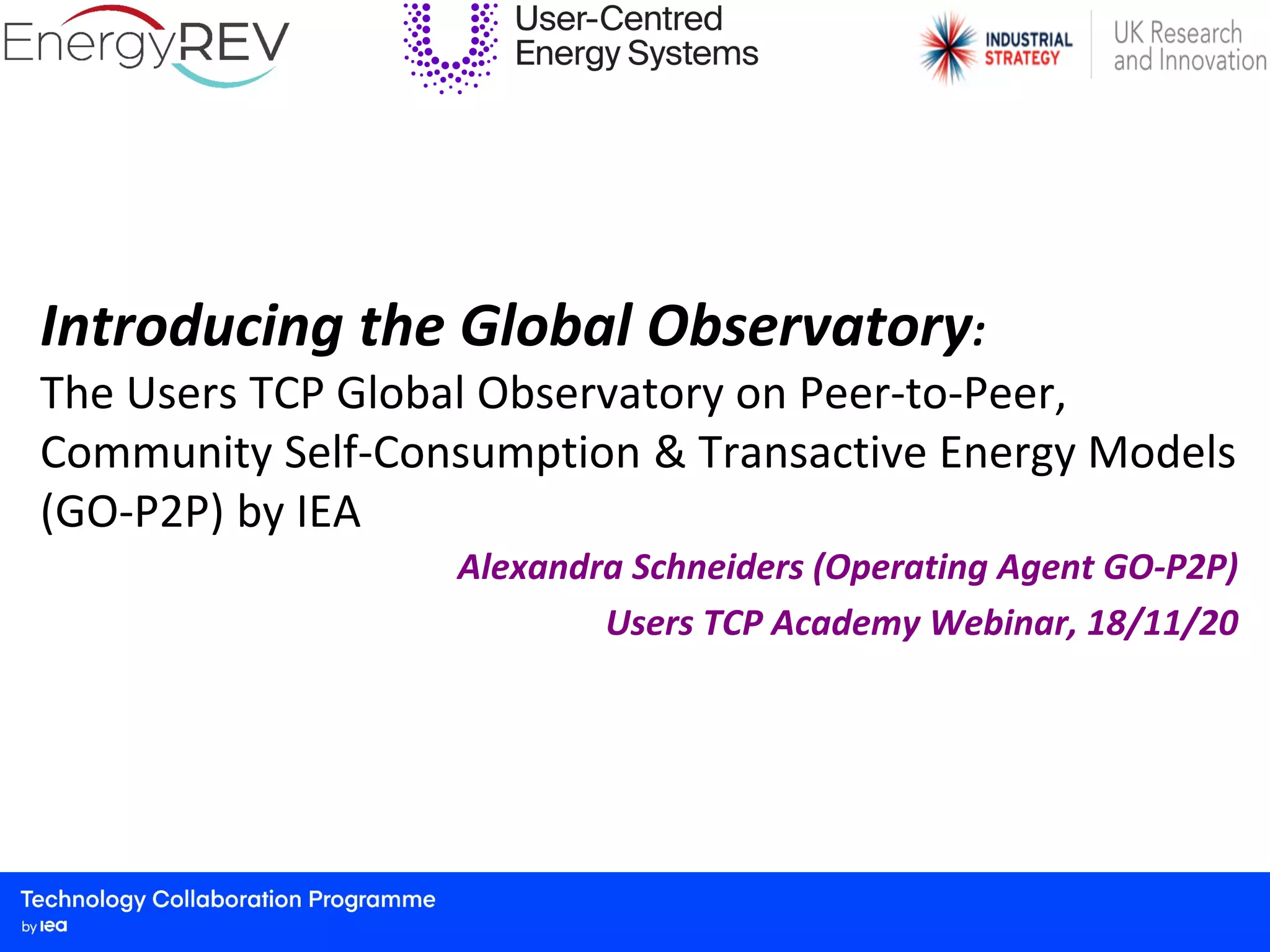 Introducing the Global Observatory on Peer-to-Peer, Community Self ...