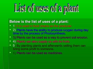 Uses Of Plant | PPT