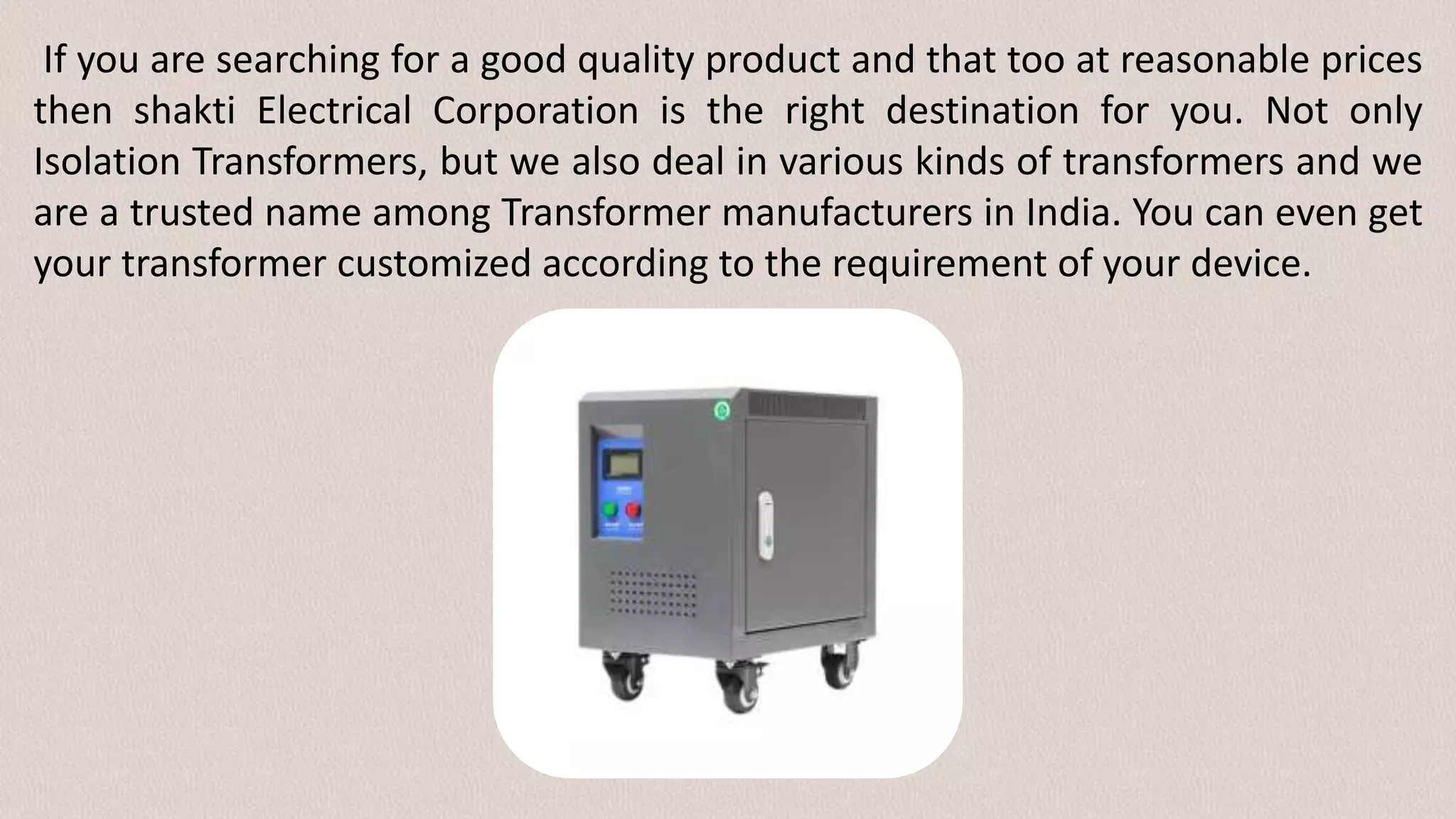 Uses And Benefits Of Isolation Transformer Pptx