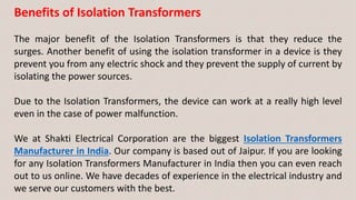 Uses and Benefits of Isolation Transformer | PPTX