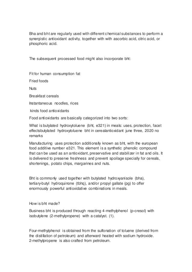 Uses and details of ButylHydroxyToluene (BHT).docx
