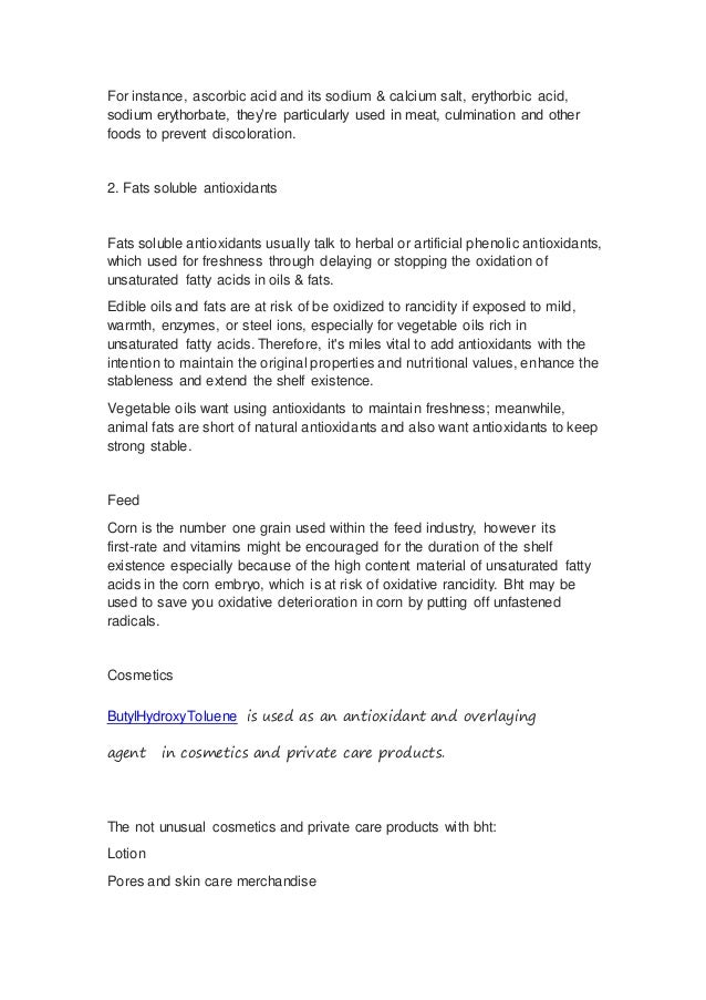 Uses and details of ButylHydroxyToluene (BHT).docx