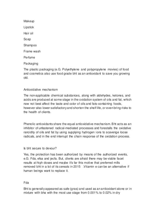 Uses and details of ButylHydroxyToluene (BHT).docx