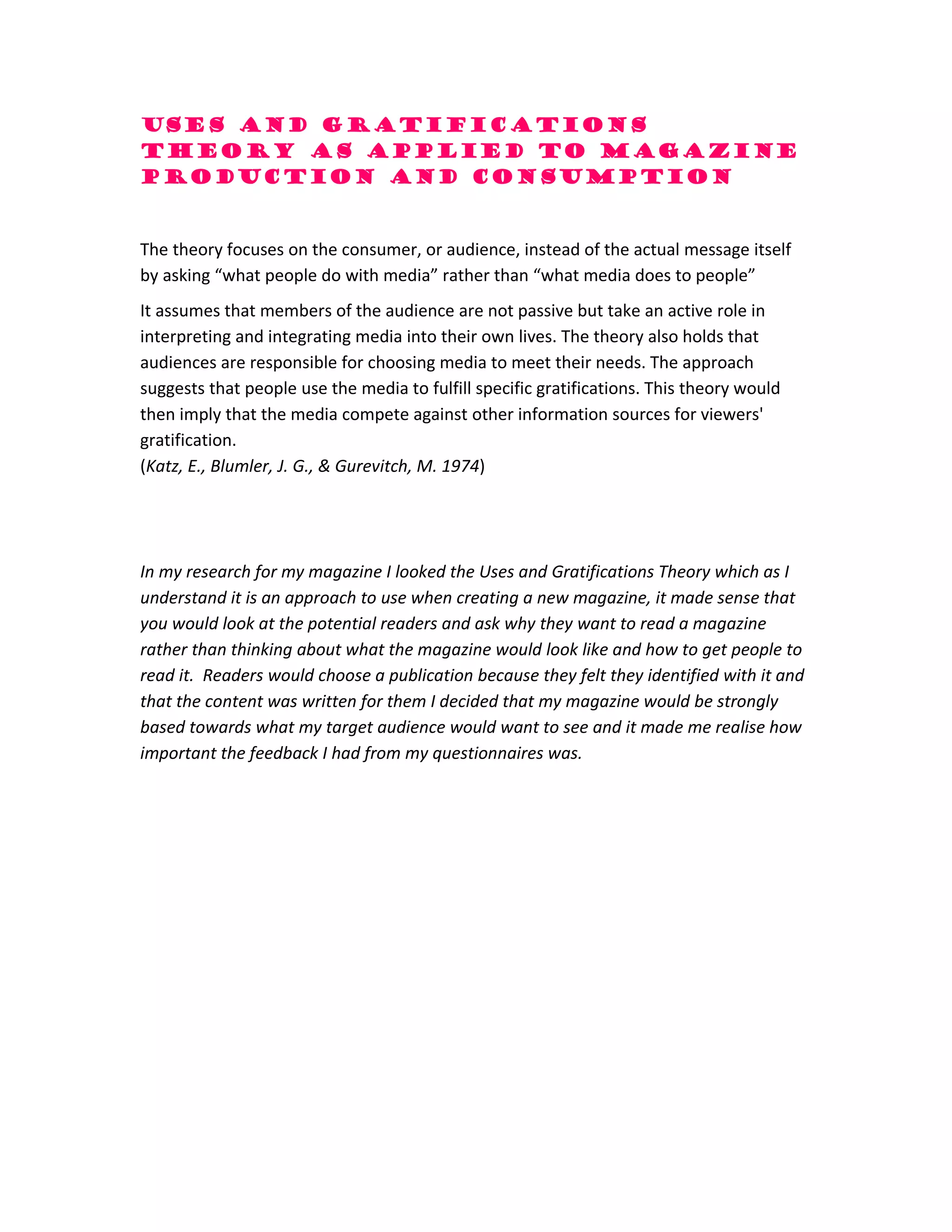 Uses and Gratifications Theory | DOC