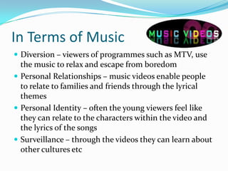 Uses and Gratifications Theory | PPTX | Music | Entertainment