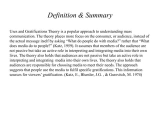 Uses and gratifications theory 2 | PPTX