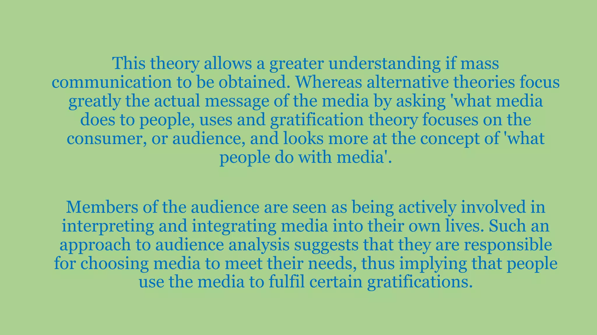 USES AND GRATIFICATION THEORY | PPTX