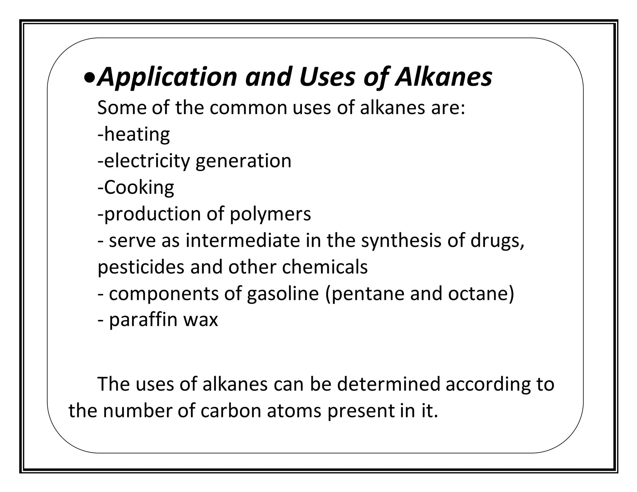 Uses of Alkanes | DOCX
