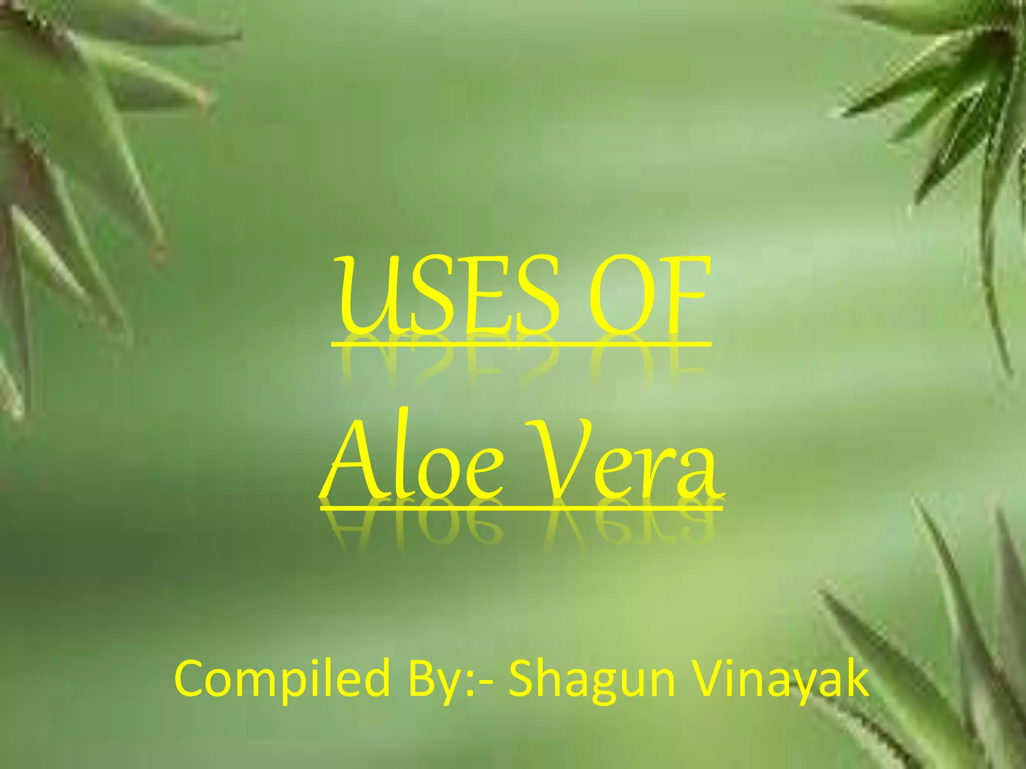 Uses of aloe vera | PPTX