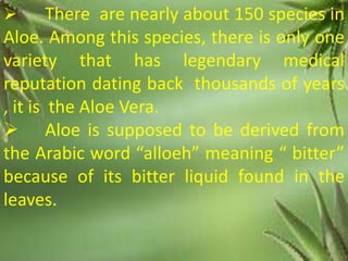 Uses of aloe vera | PPTX