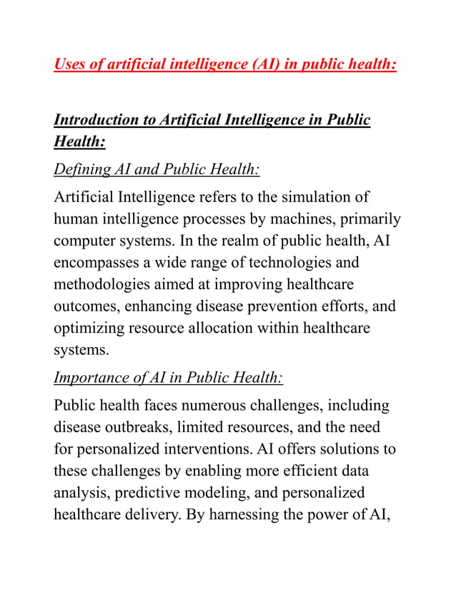 Uses of Artificial Intelligence in Public health.docx
