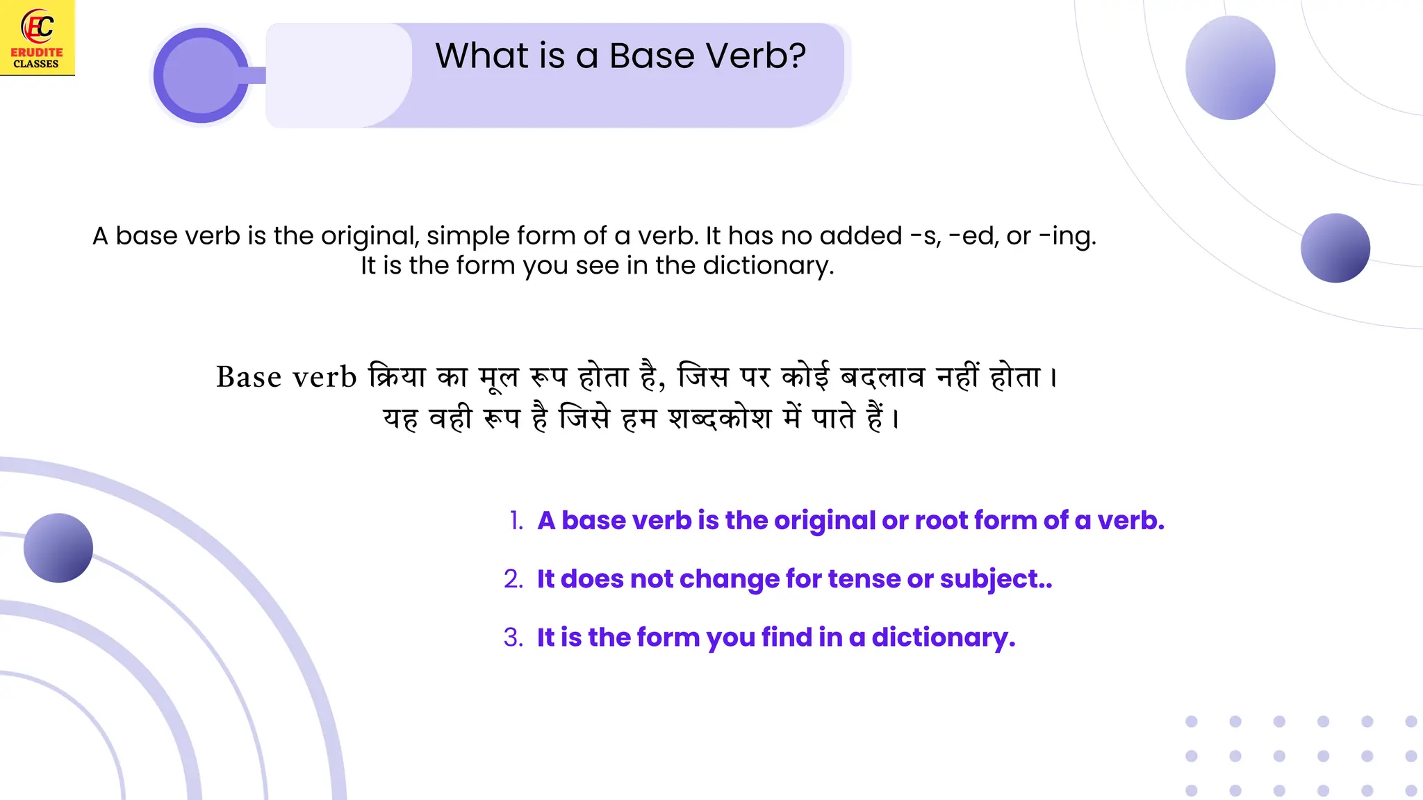 “Base Verbs in English Grammar: Rules & Examples” | PDF