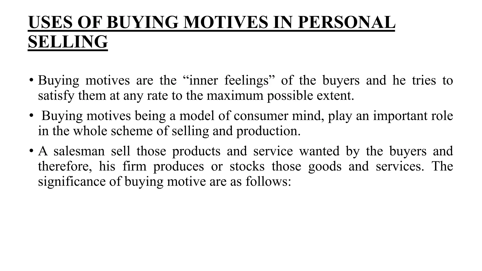 Uses of buying motives | PPT