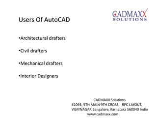 Uses of cad | PPTX | Graphics Software | Computer Software and Applications