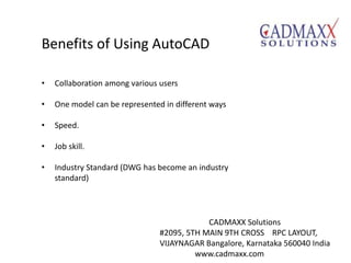 Uses of cad | PPTX | Graphics Software | Computer Software and Applications