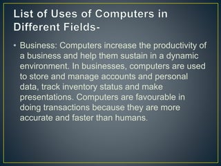 Uses Of Computer in schools offices public places like station, airport ...