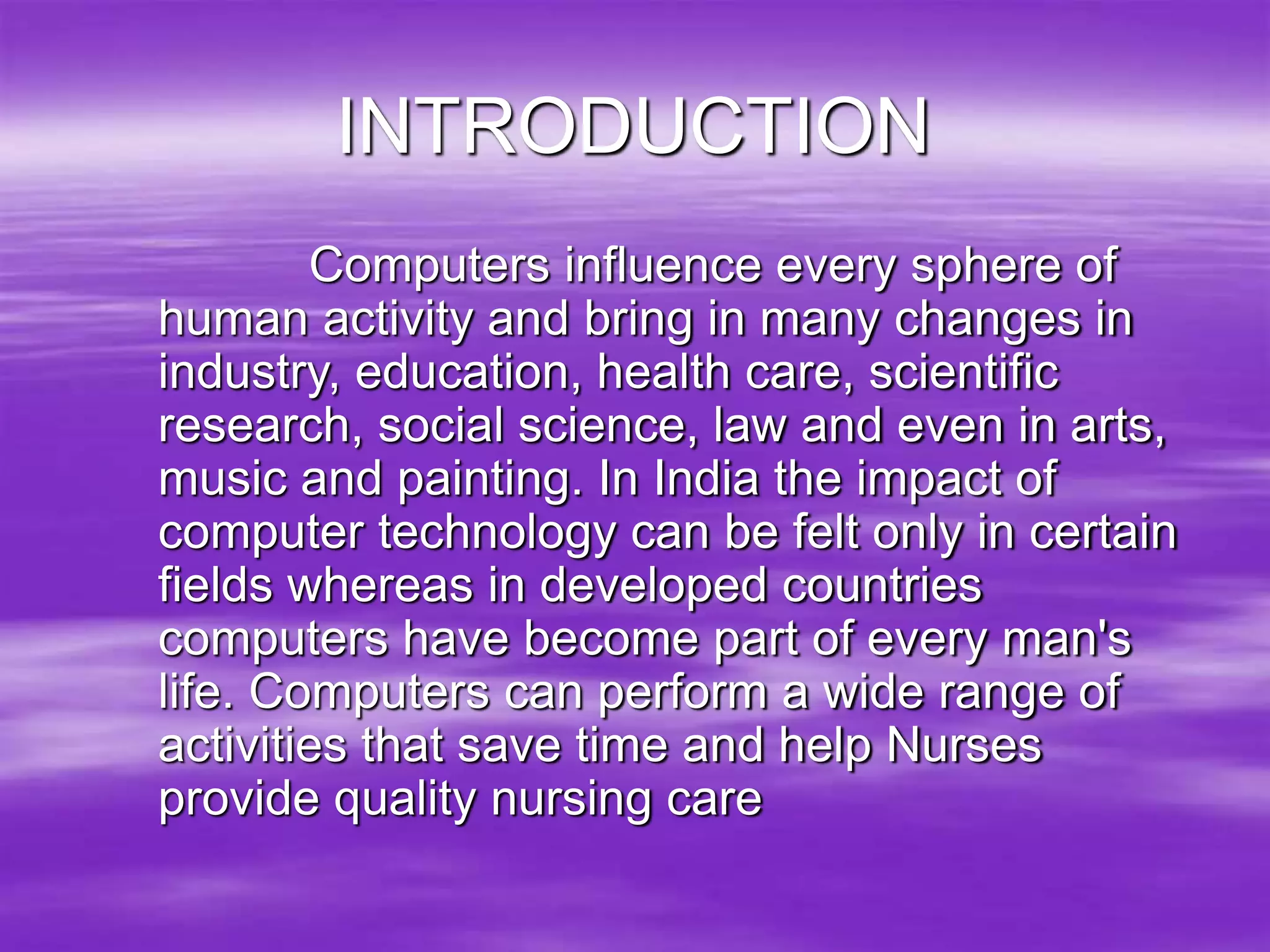 Uses of computer in hospitals and community.ppt
