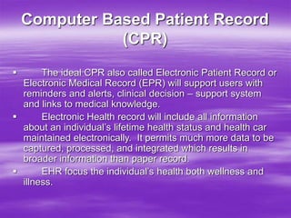 Uses of computer in hospitals and community.ppt