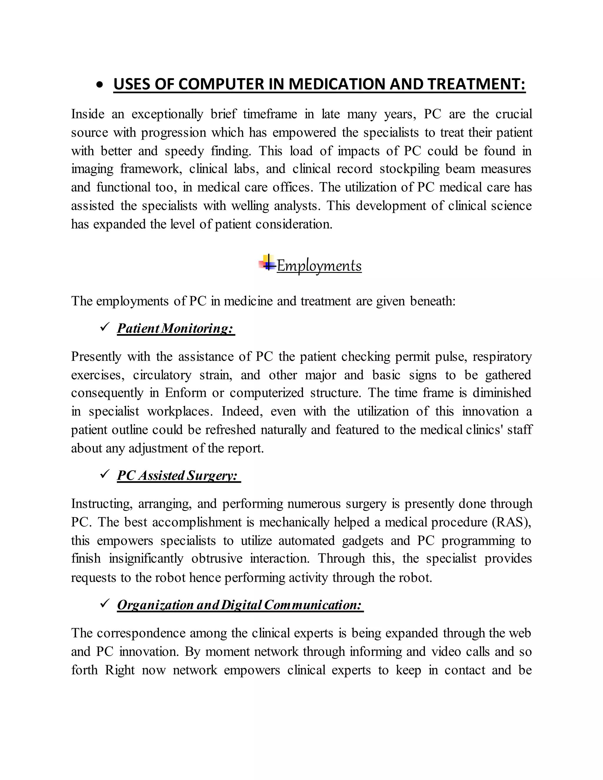 Uses of computer in medical field.docx