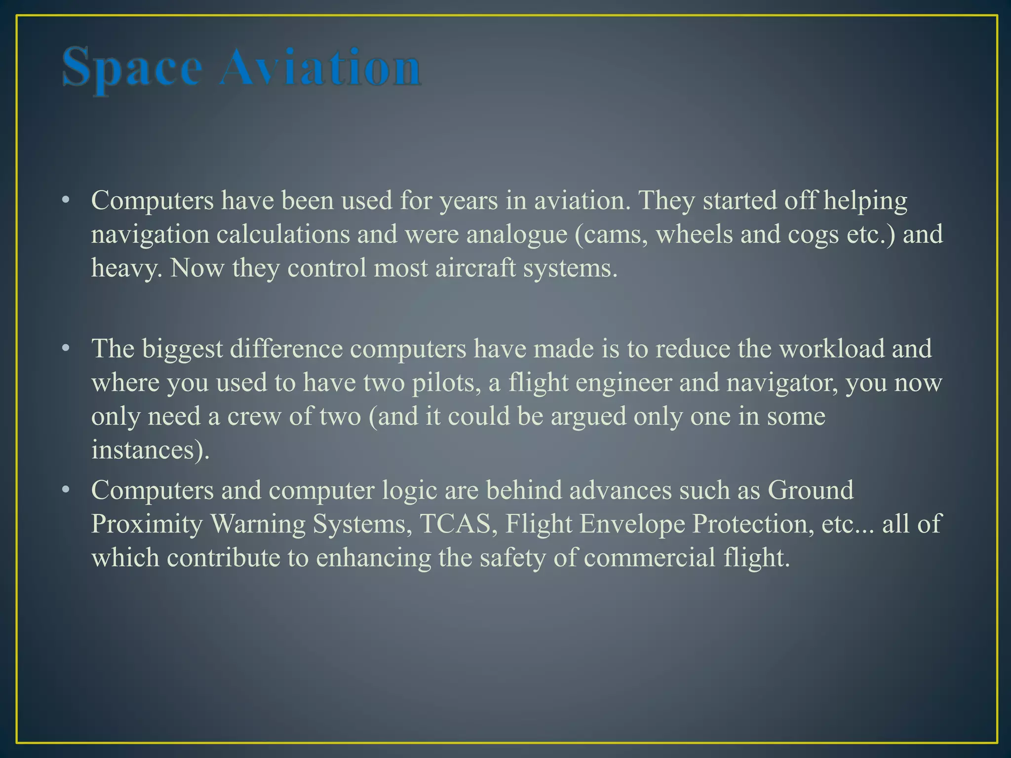 Uses of computer in space | PPTX