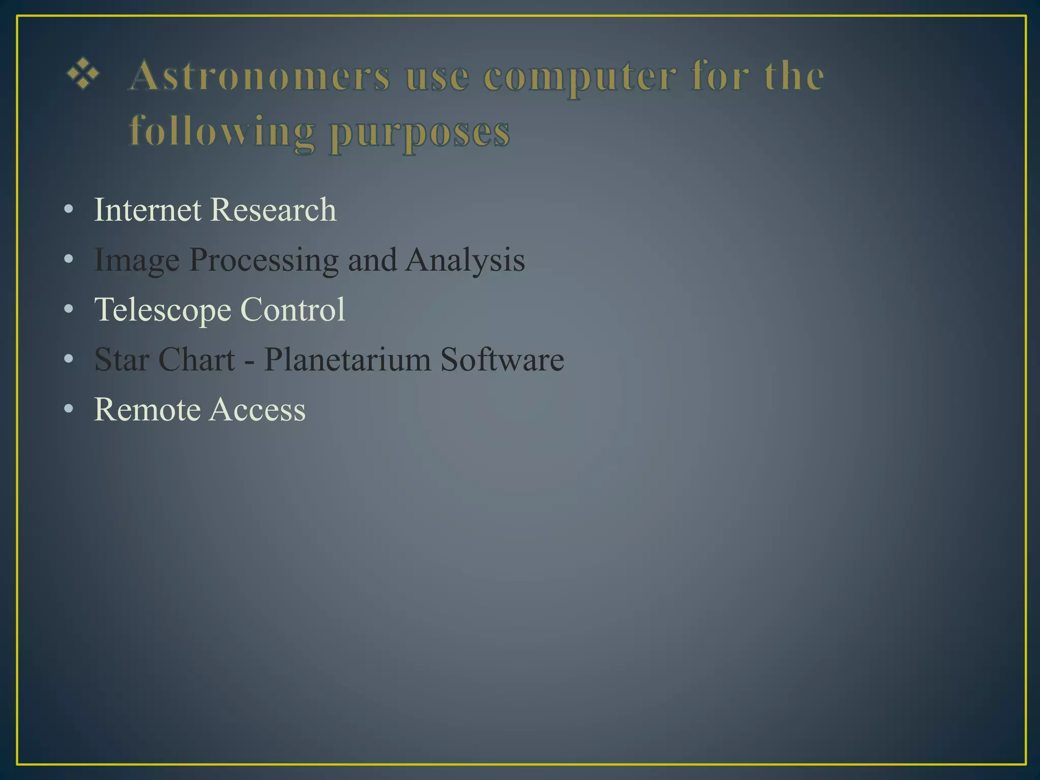 Uses of computer in space | PPTX