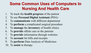 Uses of computerr in hospital management system | PPTX