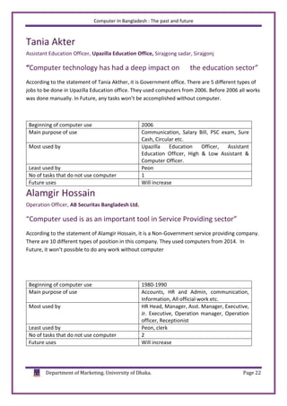 Uses of computers in bangladesh | PDF