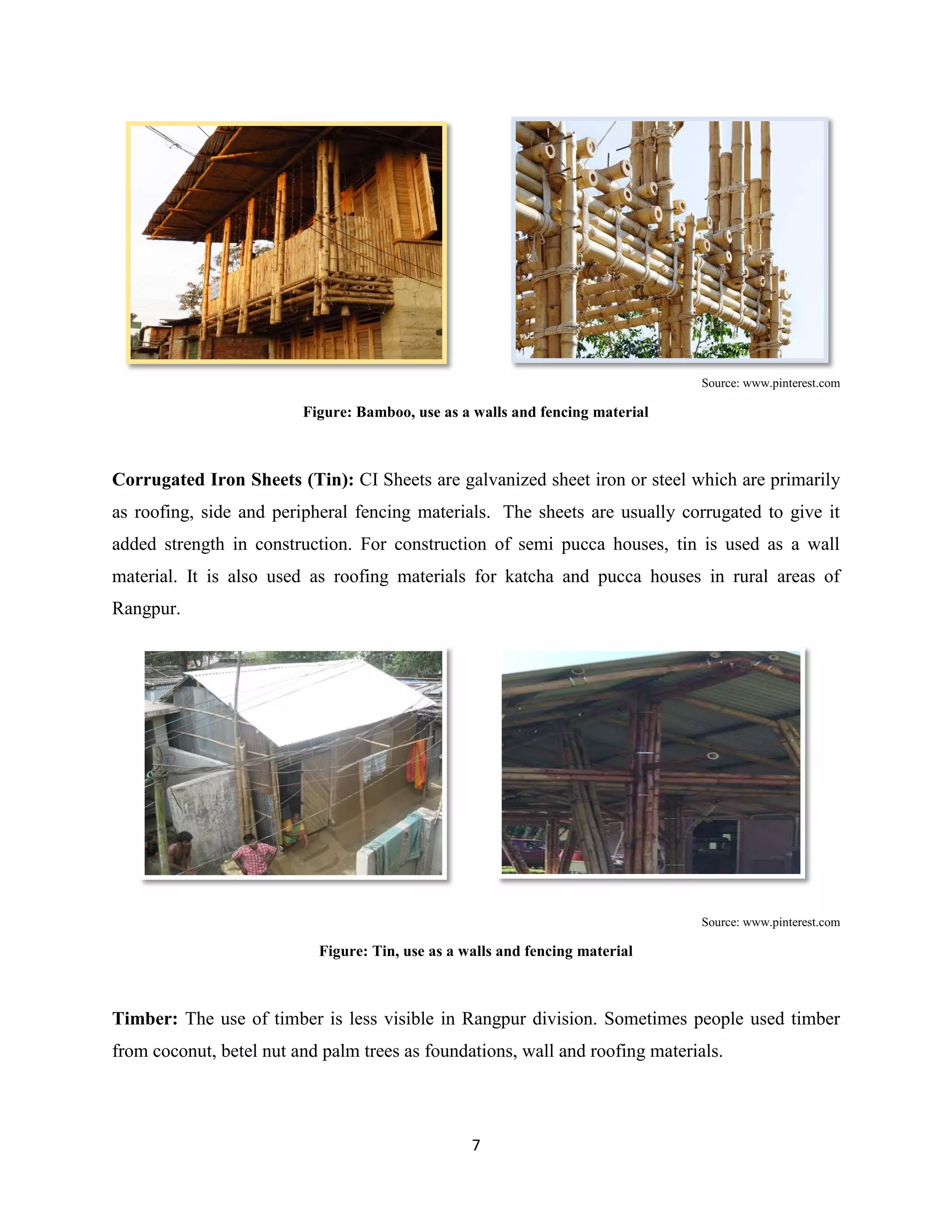 Uses of construction material in building of rangpur division in ...