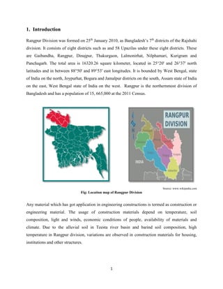 Uses of construction material in building of rangpur division in bangladesh | PDF