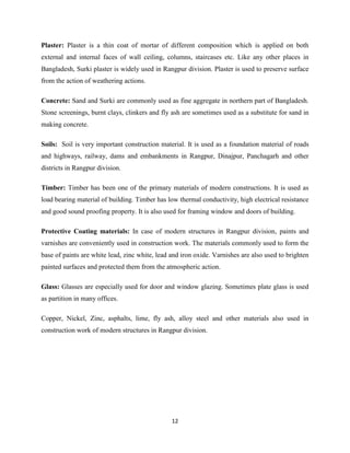 Uses of construction material in building of rangpur division in ...