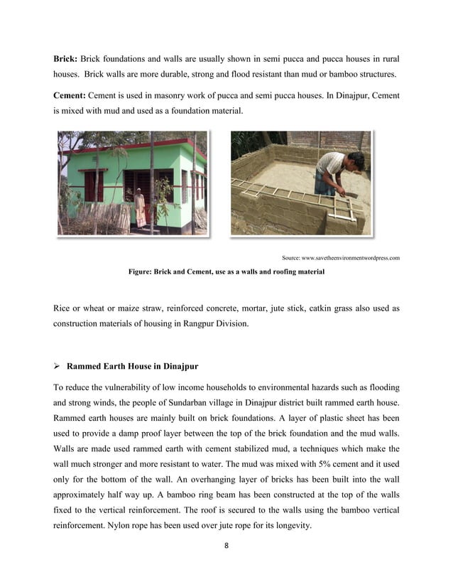 Uses of construction material in building of rangpur division in ...