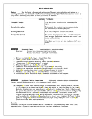 Uses of Dashes - free english lessons- Lección de ingles gratis | DOC