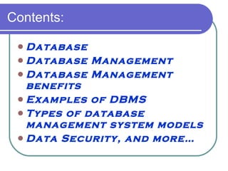 Uses of dbms | PPT