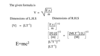 Uses of dimensional analysis | PPT