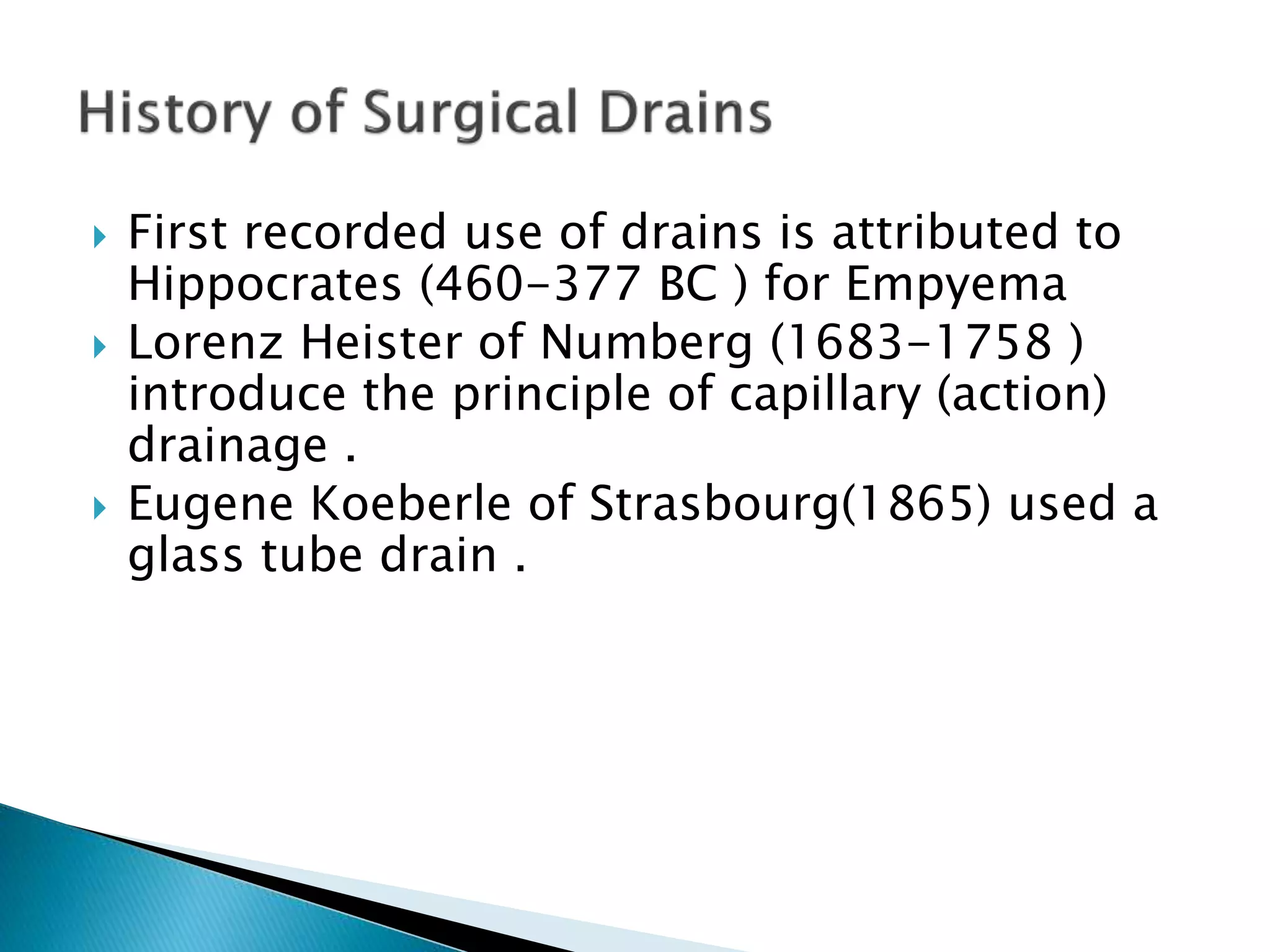 Uses of drain in abdominal surgery | PPTX