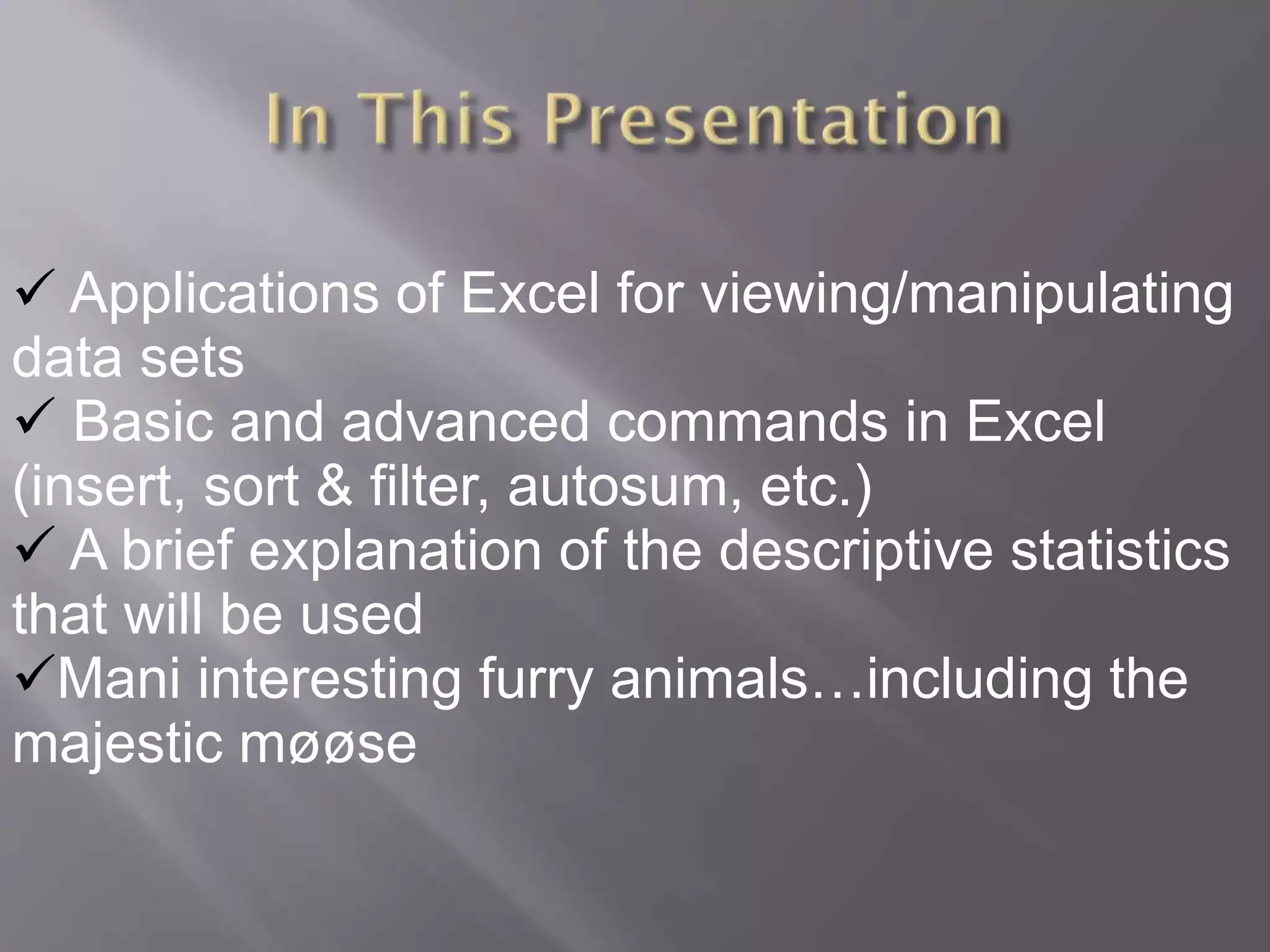 Uses of Excel | PPTX