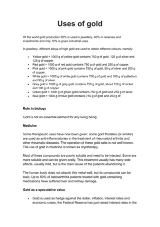 Uses of gold | PDF