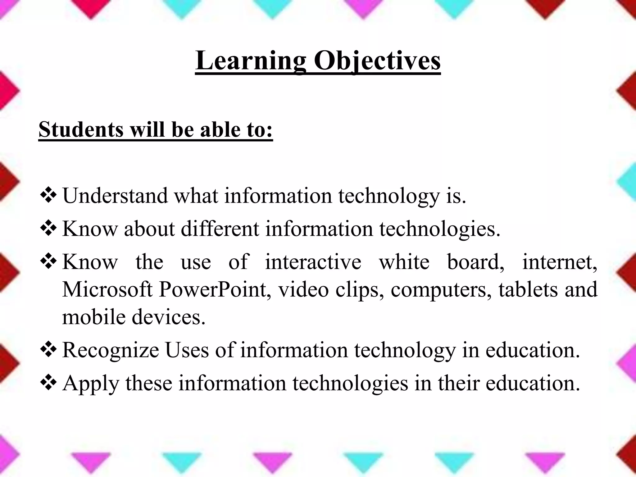 Uses of information technology | PPTX