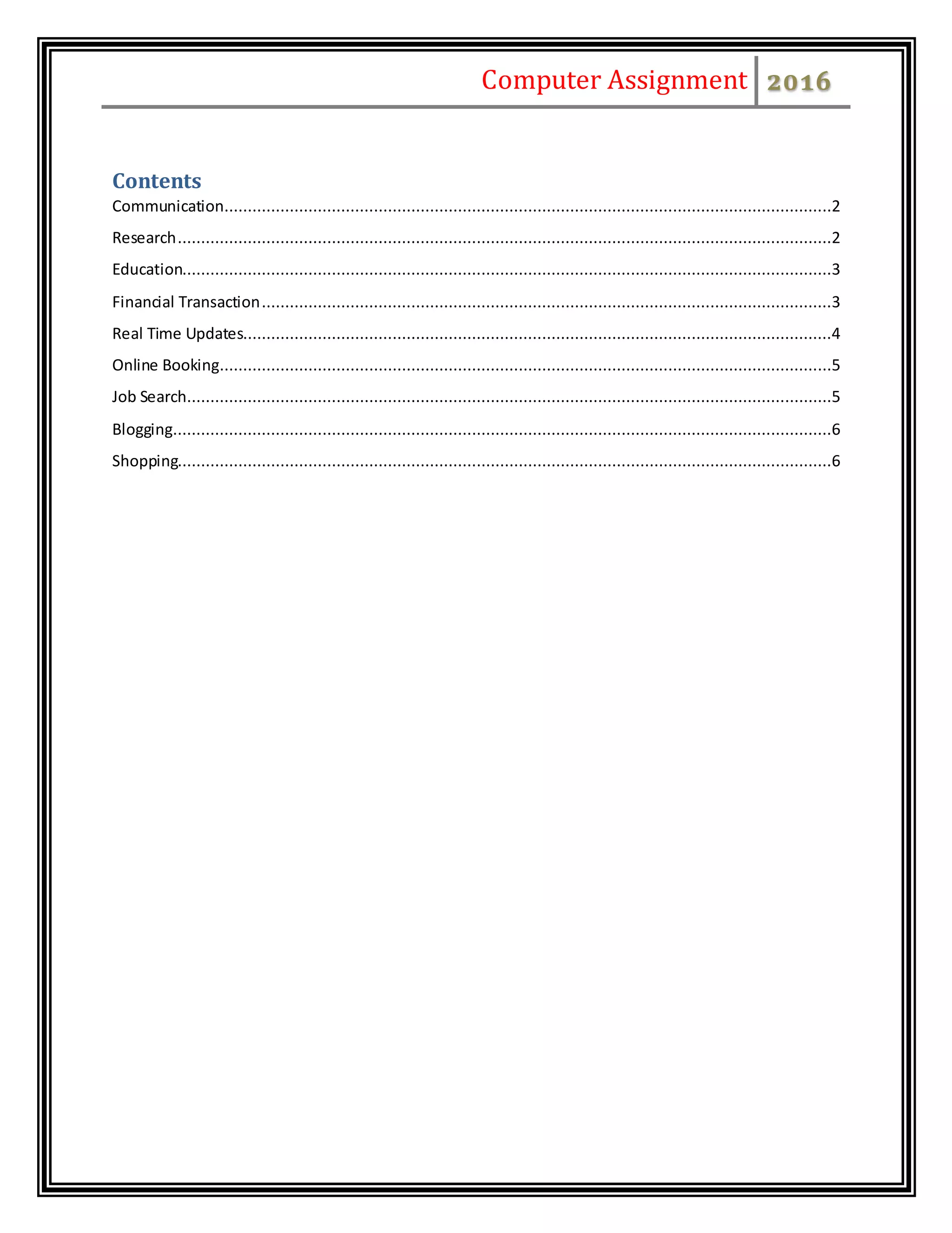 Uses of internet | DOCX