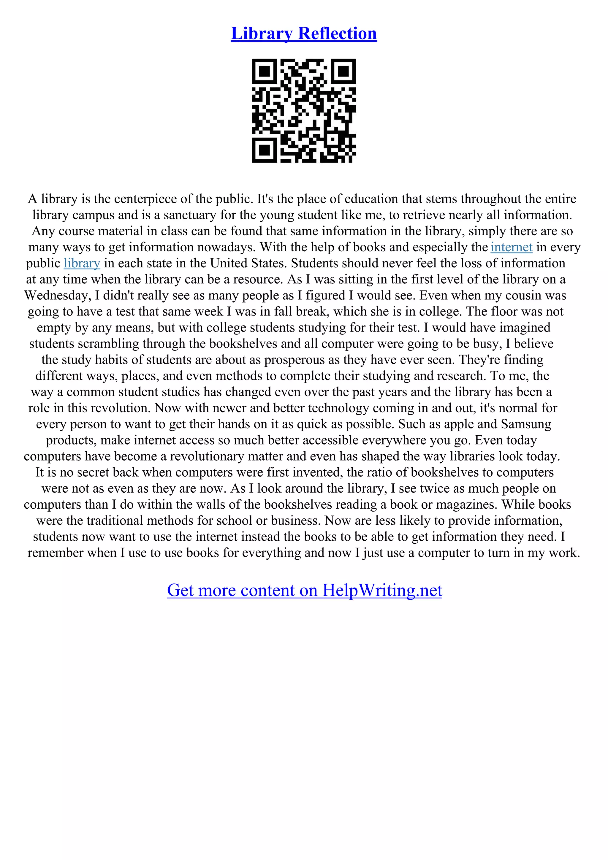 Uses Of Library Essay | PDF