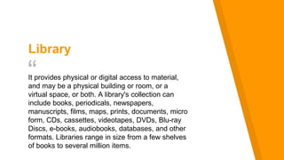 Uses of libray and internet | PPTX