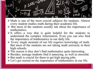 Uses of Mathematics in our daily life by Tracilee' | PPTX