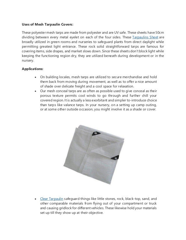 Uses of mesh tarpaulin covers | PDF