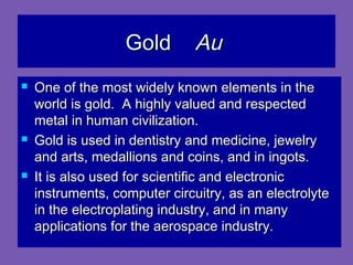 Uses Of Gold Element