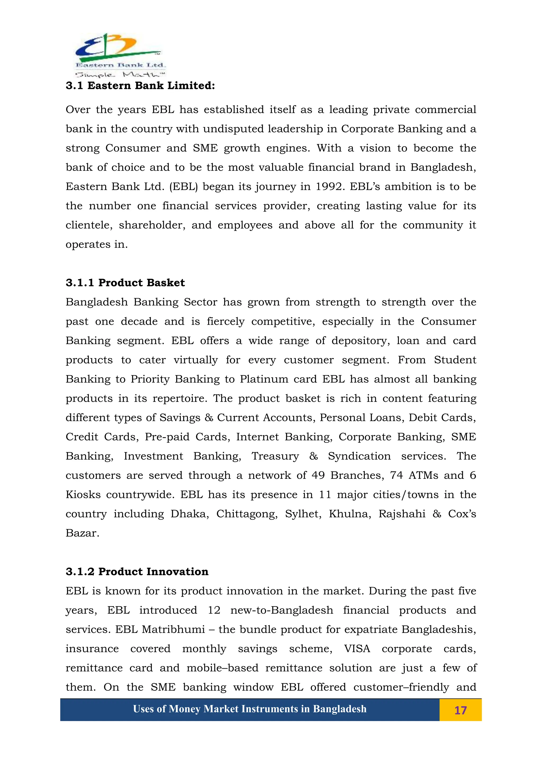 Uses of money market instrument in Bangladesh -Eastern Bank Limited ...